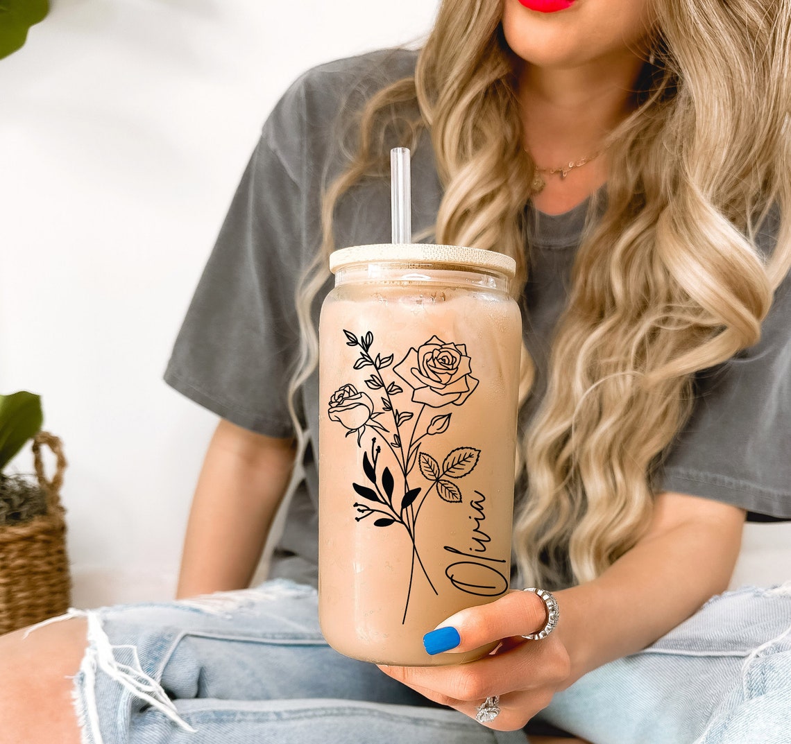 Personalized Birth Flower Coffee Cup / Wildflower Coffee Cup Custom ...