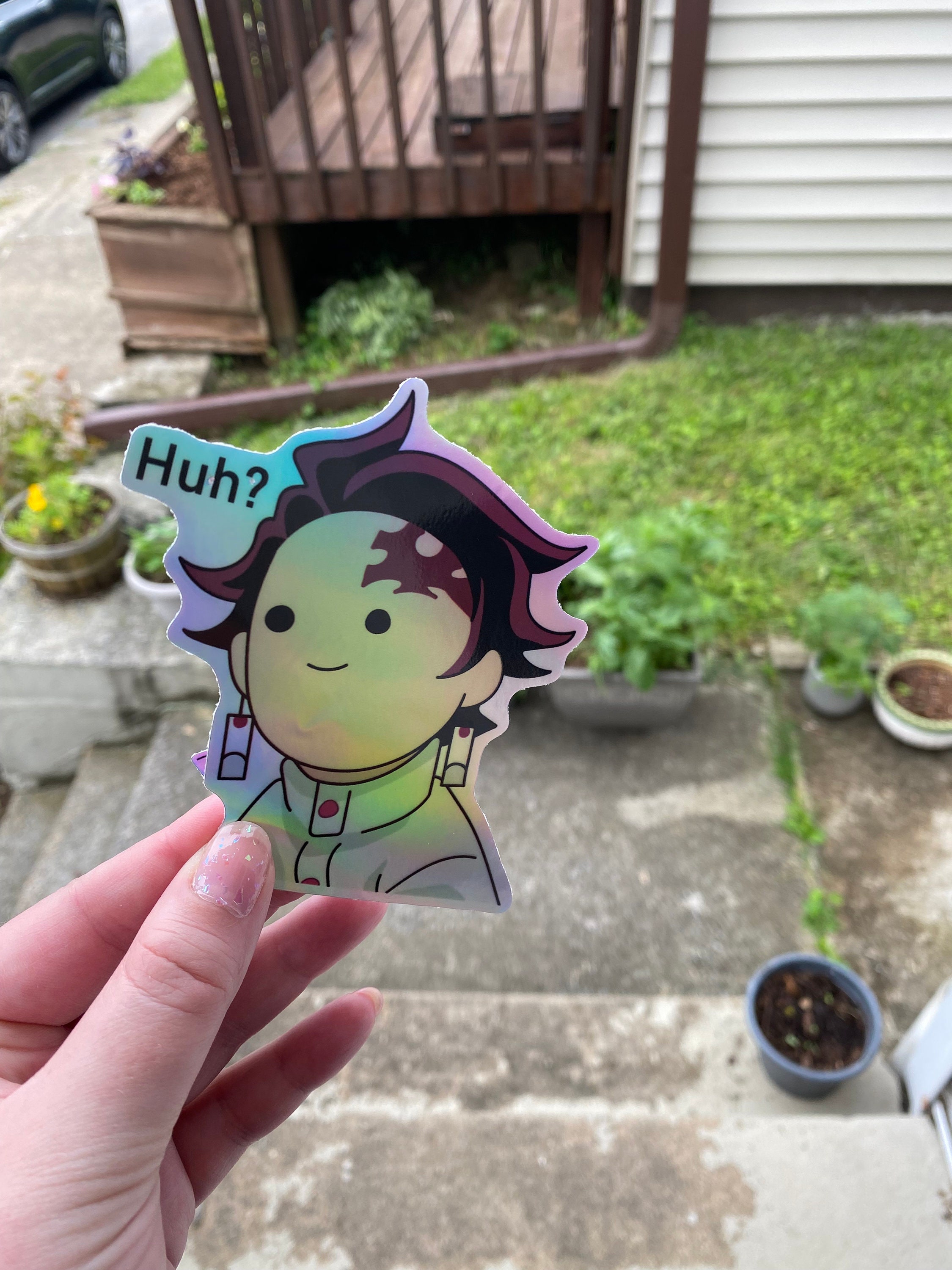 Demon Slayer Tanjiro Kamado Holographic Sticker Cute Funny Tanjiro ...