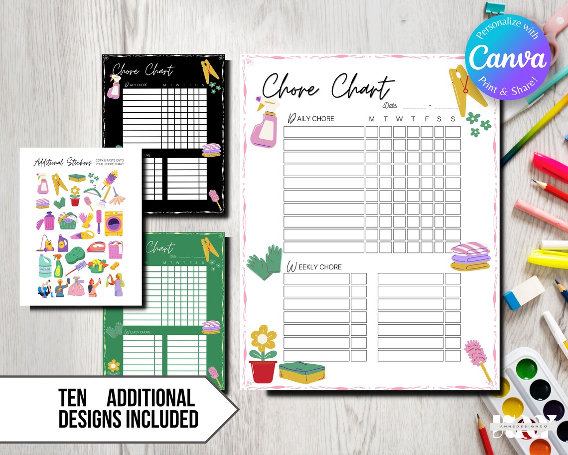 Chore Chart for Kids Kids Chores List Weekly Chore Chart - Etsy