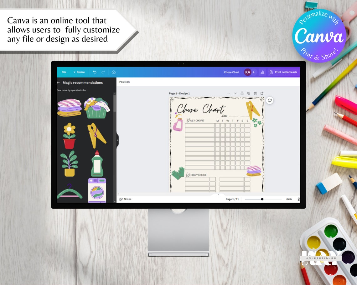 Chore Chart for Kids Kids Chores List Weekly Chore Chart - Etsy