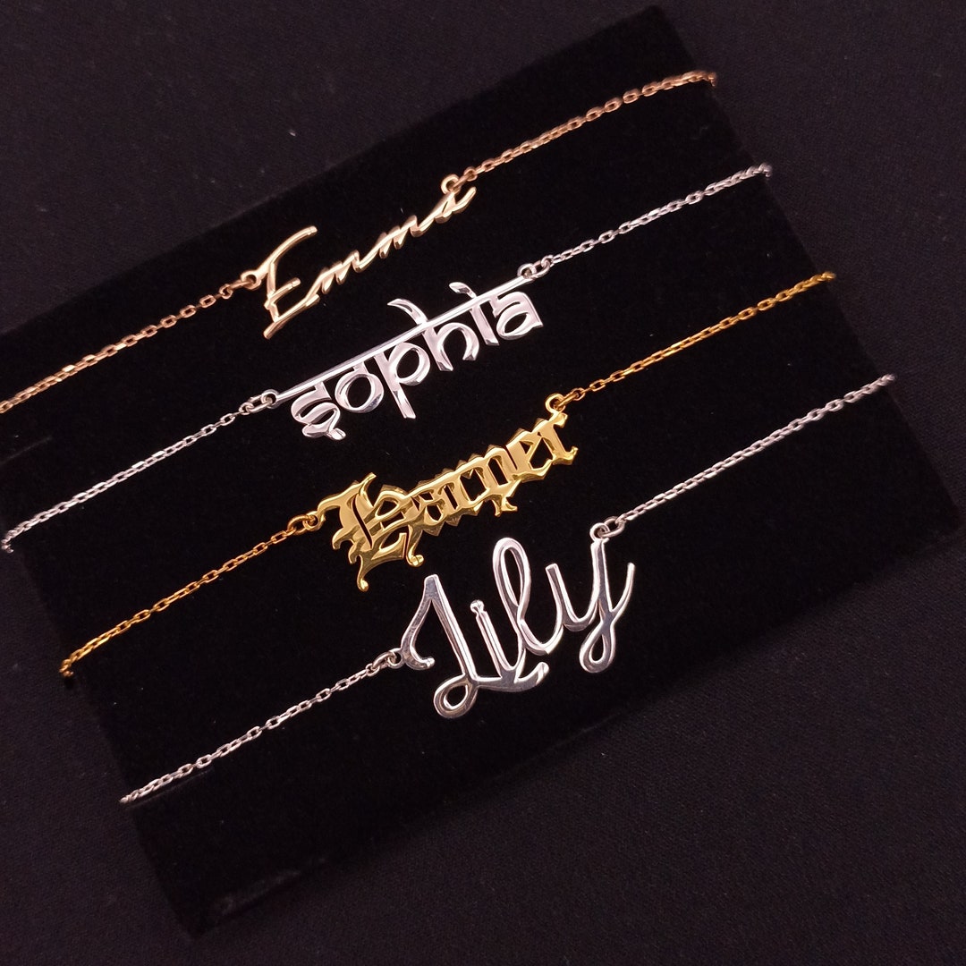 14k Solid Gold Name Necklace Nameplate Necklace Dainty Name Necklace