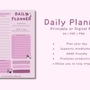 Cat Planners Printable Planner Digital Planner Purple Diary Organiser ...