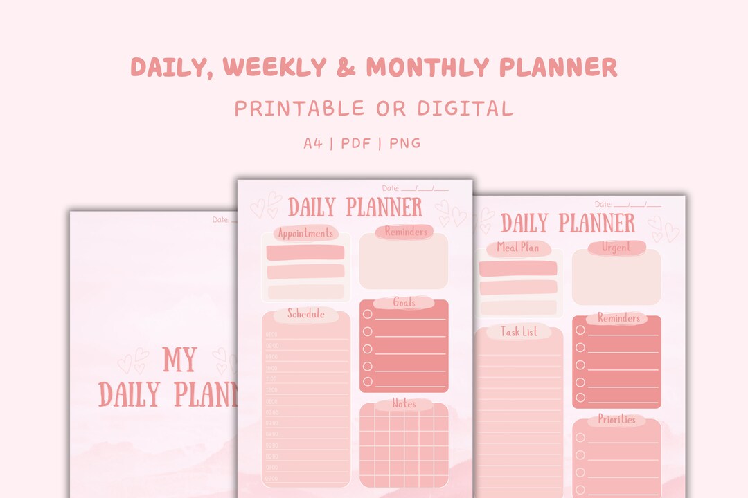 Pink Mountain Planners Printable Planner Digital Planner Pink Diary - Etsy