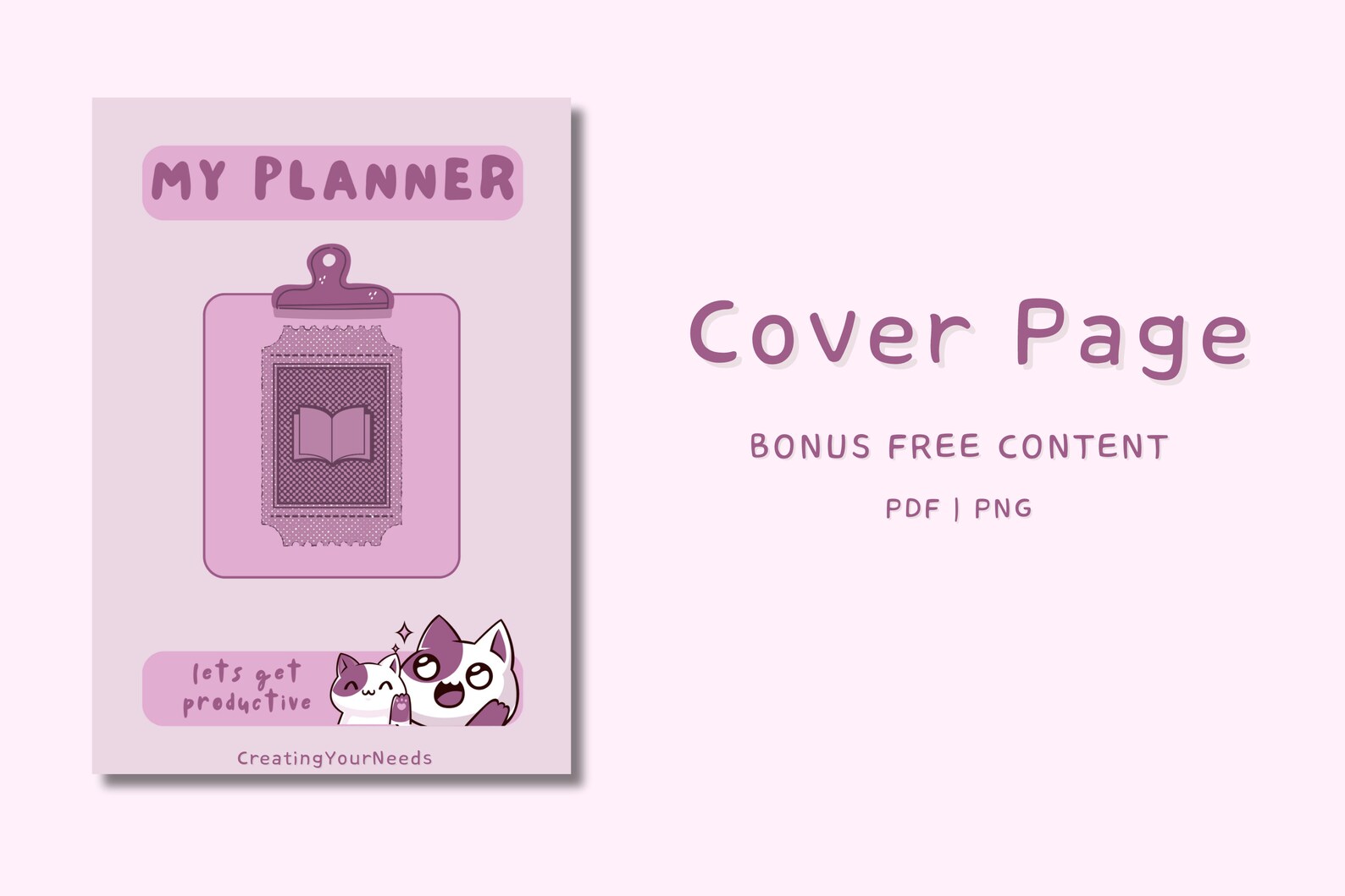 Cat Planners Printable Planner Digital Planner Purple Diary Organiser ...