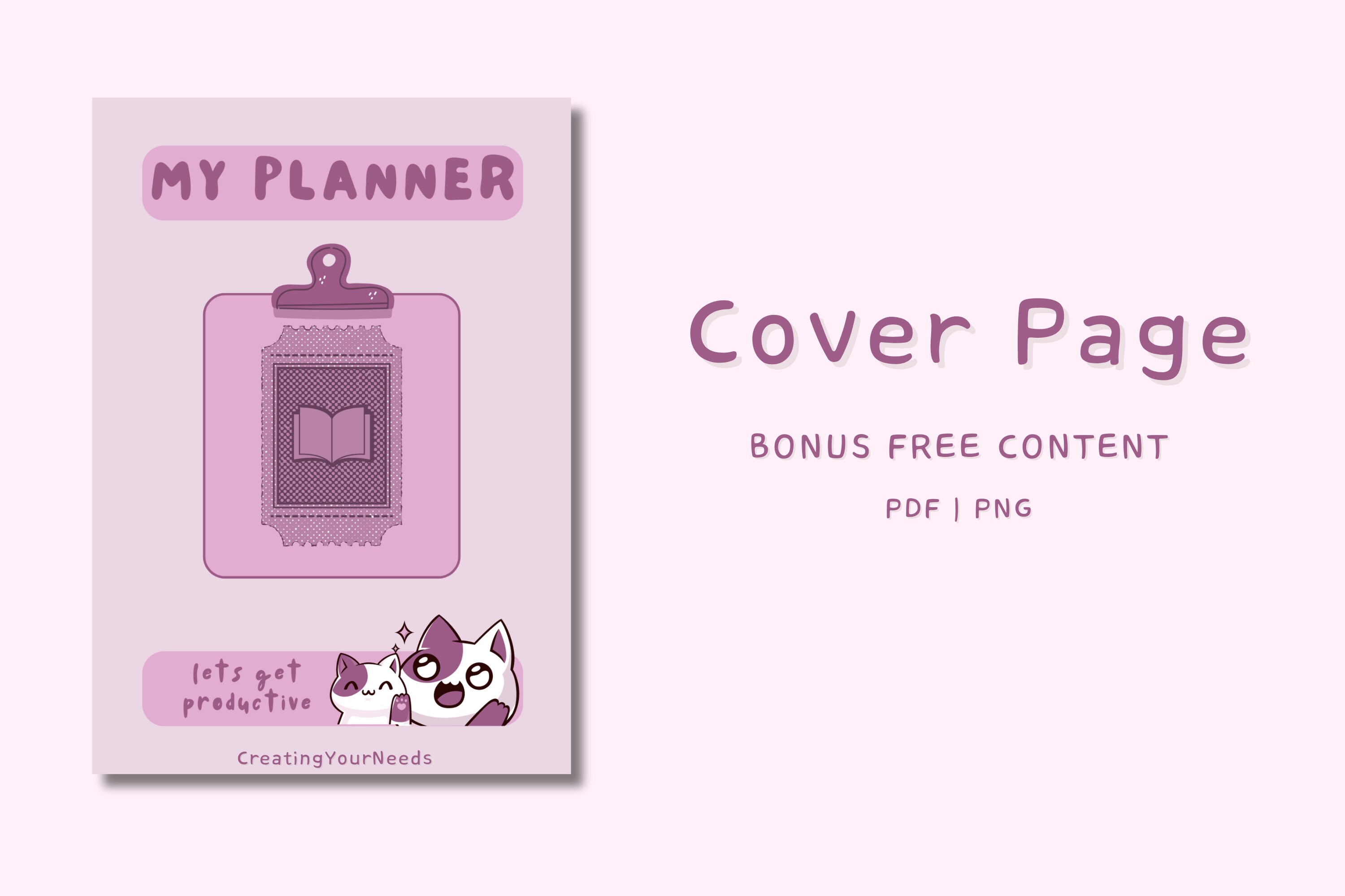 Cat Planners Printable Planner Digital Planner Purple Diary Organiser ...