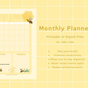Bumble Bee Planners Printable Planner Digital Planner Yellow Diary ...