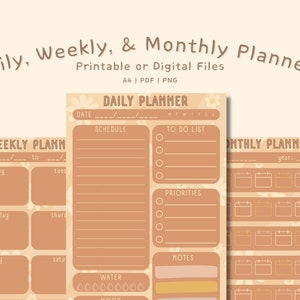 Brown Floral Daily Planner Printable Planner Digital Planner Cute ...