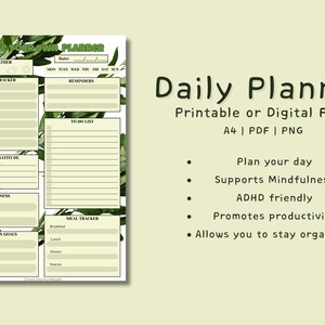 Lemon Leaf Daily Planner Printable Planner Digital Planner Cute Green ...