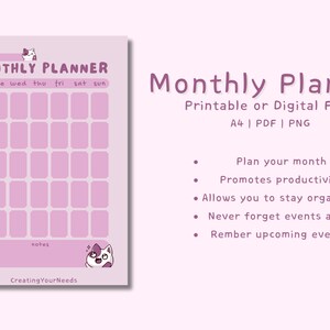 Cat Planners Printable Planner Digital Planner Purple Diary Organiser ...