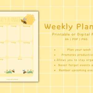 Bumble Bee Planners Printable Planner Digital Planner Yellow Diary ...