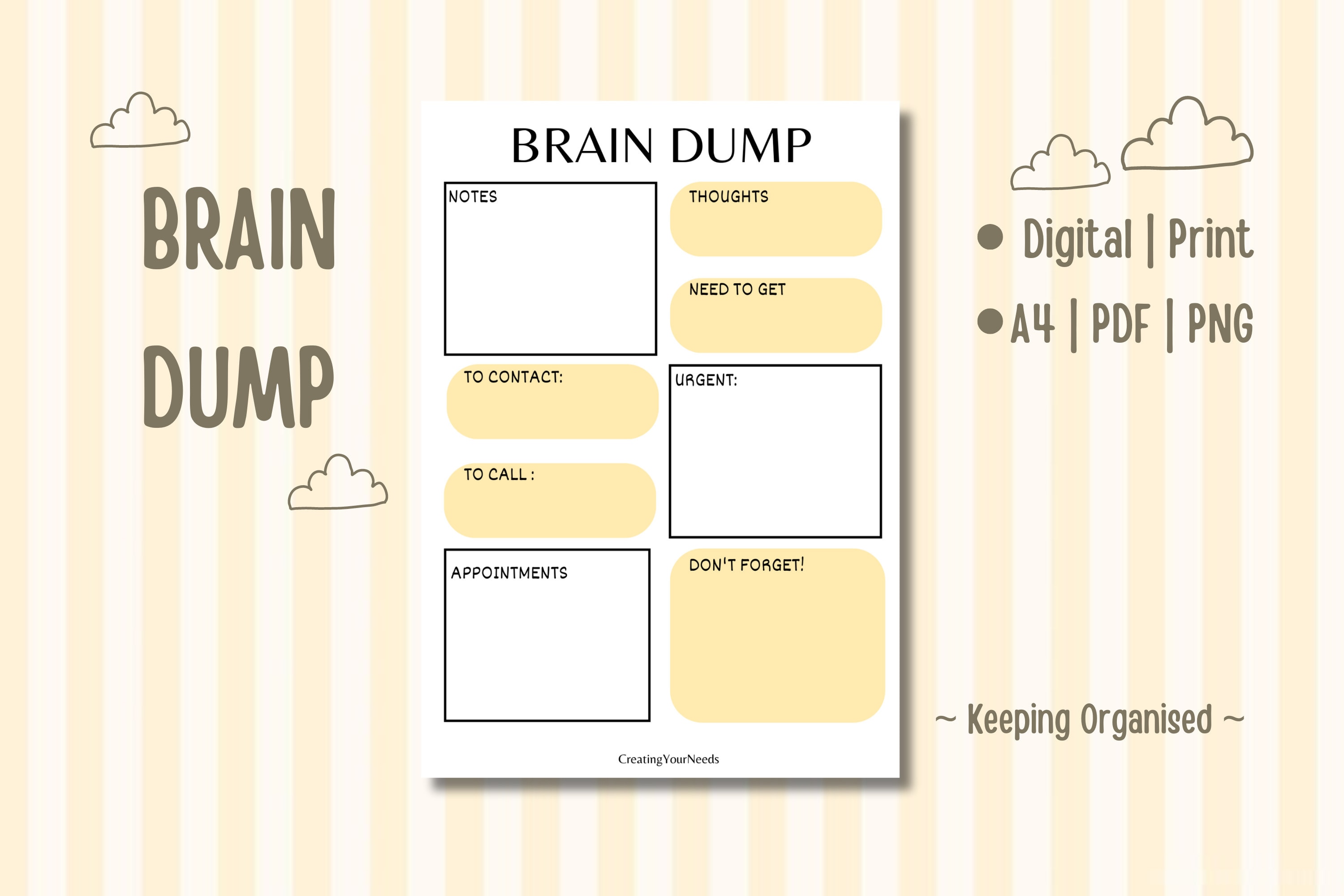 Yellow Plain Daily Planner Printable Planner Digital Planner Cute ...