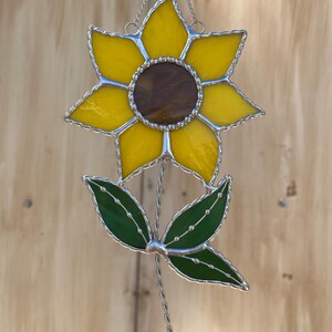 Handmade Stained Glass Daisy With Stem and Leaves - Etsy