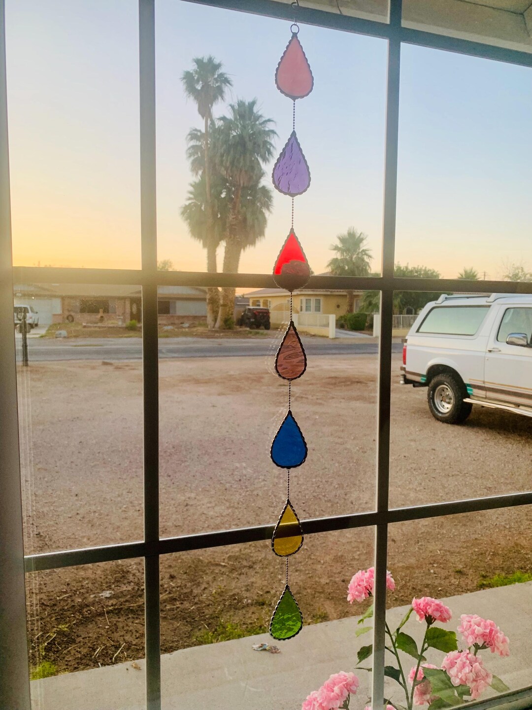 Stained Glass Handmade Colorful Raindrops - Etsy