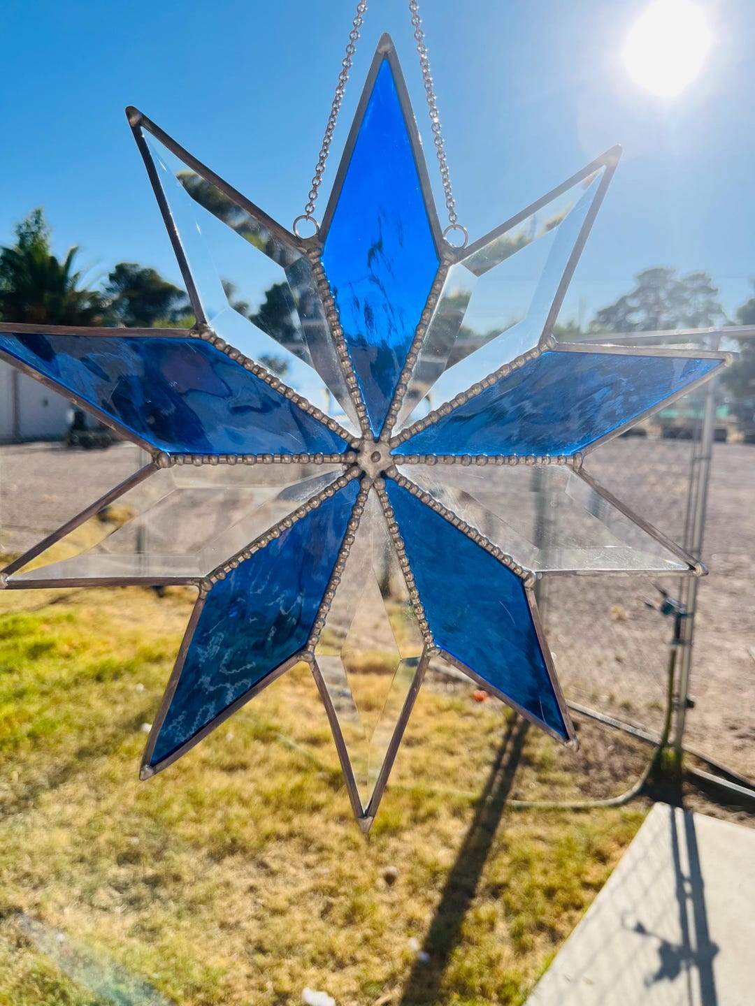Large 12 X 12 Stained Glass Blue Star - Etsy