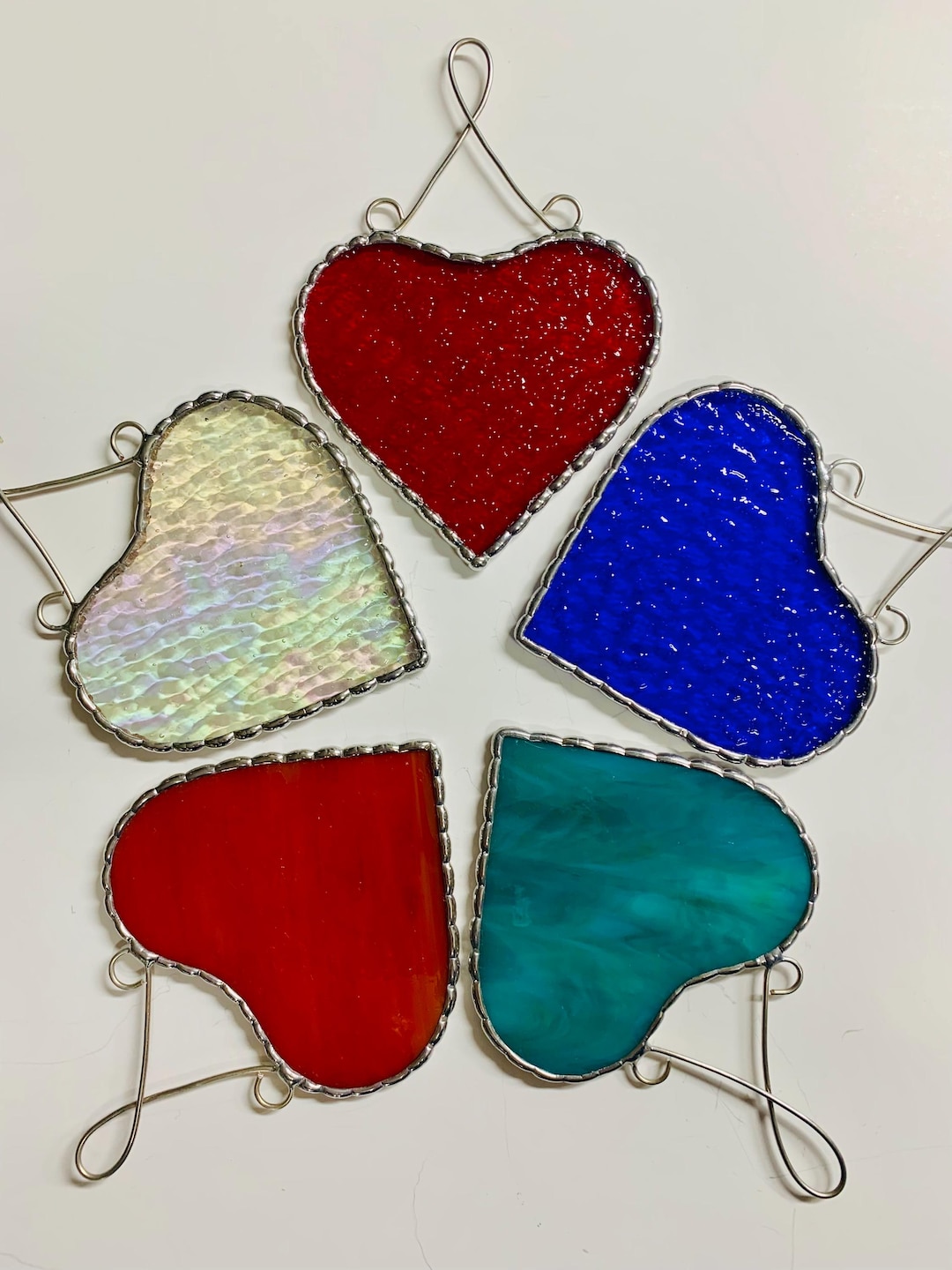Handmade Stained Glass Hearts Sun Catcher More Colors Available - Etsy