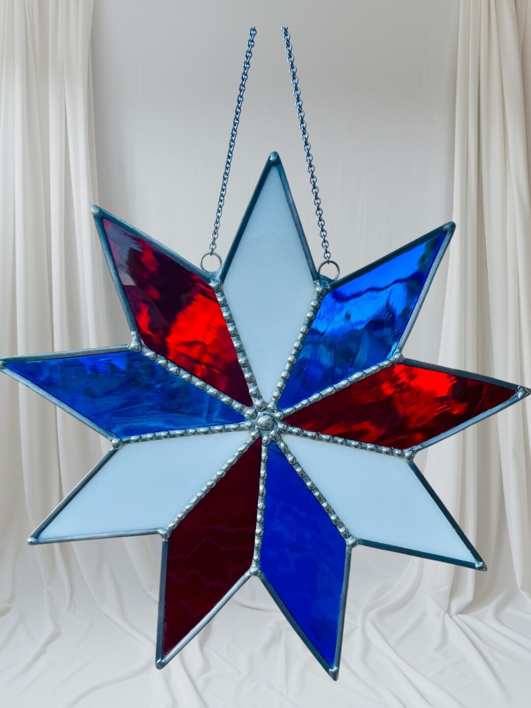 Red White and Blue Stained Glass Star - Etsy
