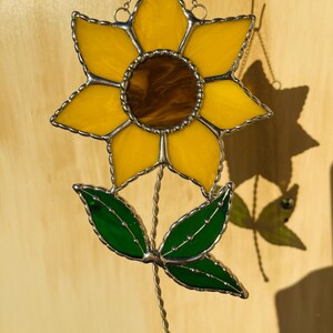 Handmade Stained Glass Daisy With Stem and Leaves - Etsy