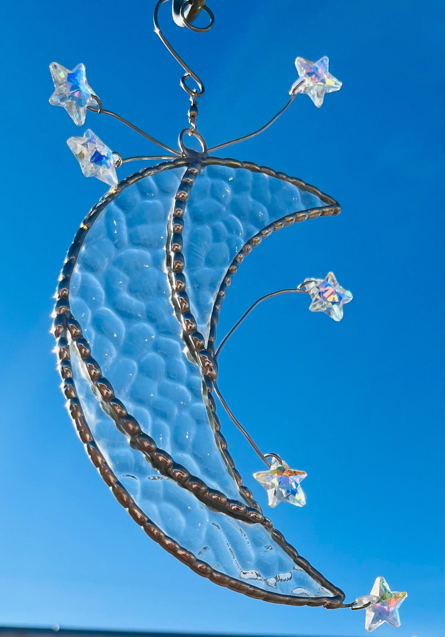 Handcrafted Stained Glass Moon and Stars - Etsy