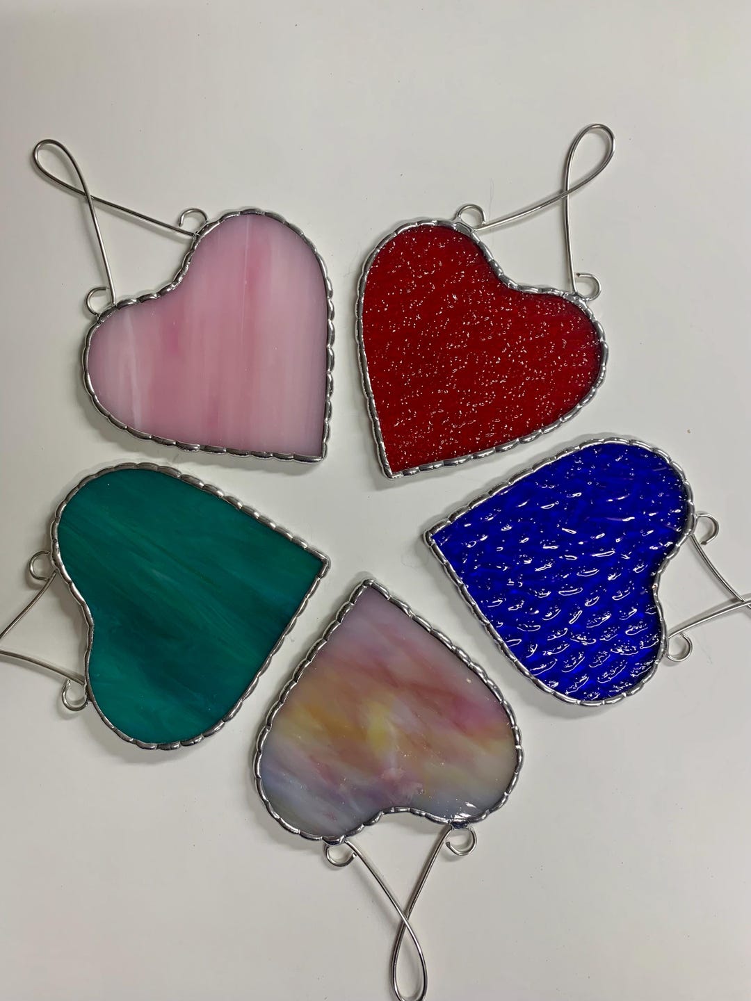 Handmade Stained Glass Hearts Sun Catcher - Etsy