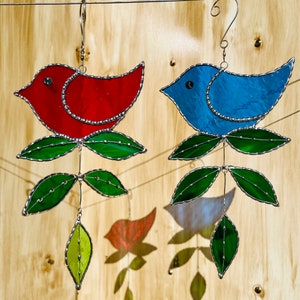 Stained Glass Bird Mobile - Etsy