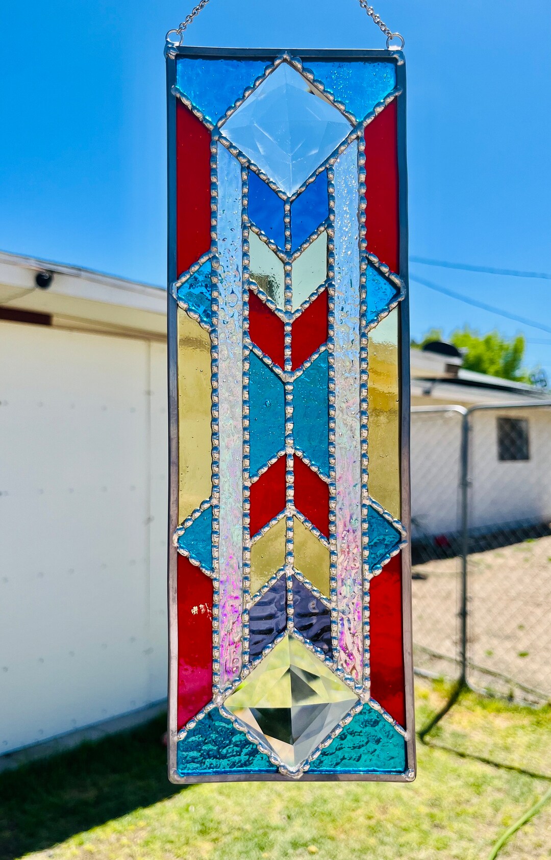 Stained Glass Hand Crafted Southwest Style Panel - Etsy