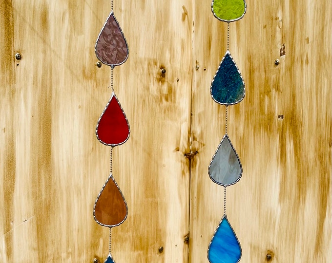 Stained Glass Handmade Colorful Raindrops - Etsy