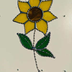 Handmade Stained Glass Daisy With Stem and Leaves - Etsy