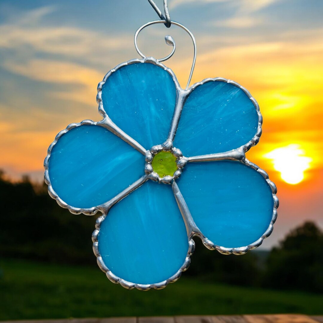 Stained Glass Forget-me-not - Etsy