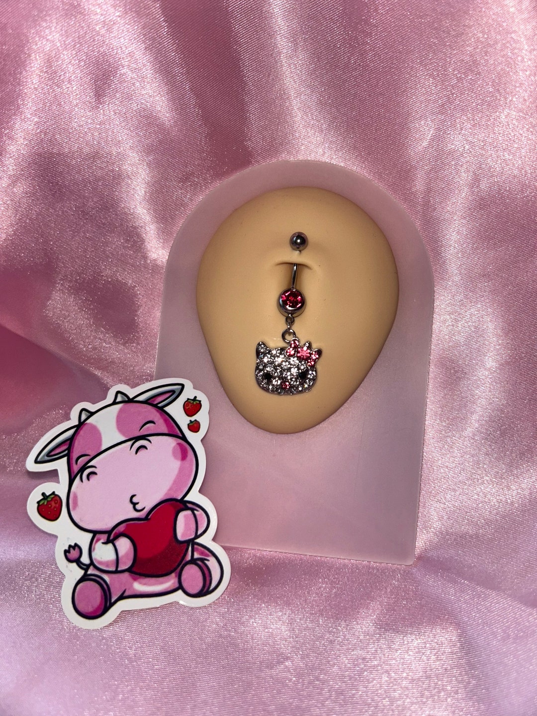 Hello Kitty Belly Bling Silver Belly Ring Y2K Hello Kitty Belly Ring ...