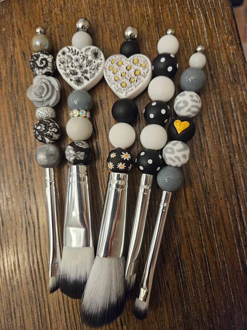 Beaded Custom Makeup Brush Set 5 Piece Unique Makeup Brush Set One of a ...