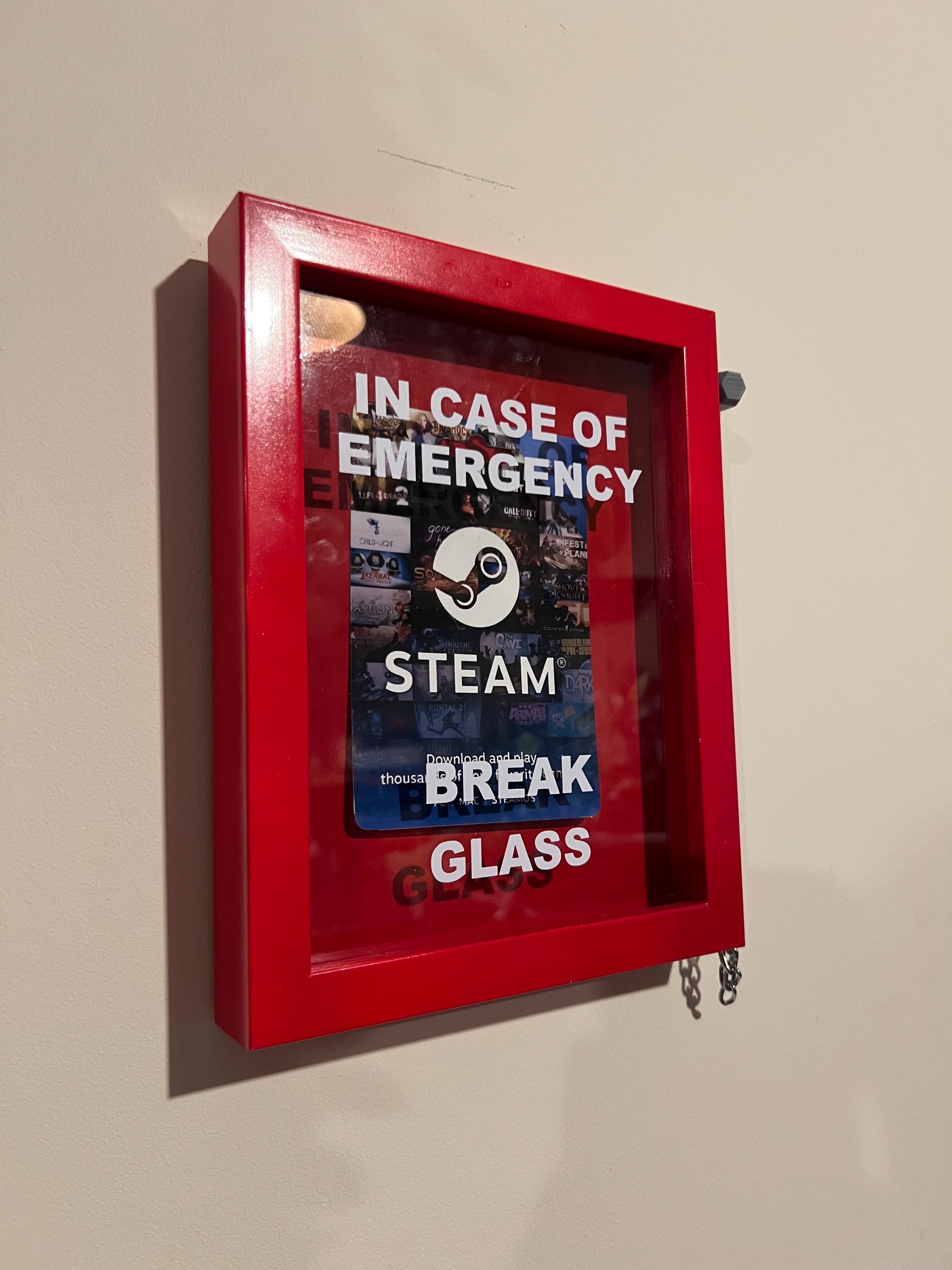 Emergency Break Glass Frame With FAKE Gaming Gift Card Perfect Gamer ...