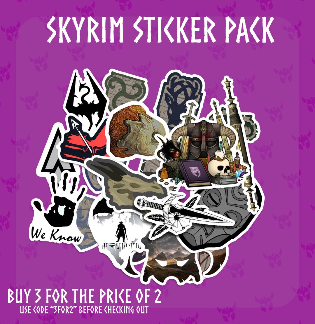 Skyrim Enthusiast Sticker Pack for the True Dragonborn - Etsy