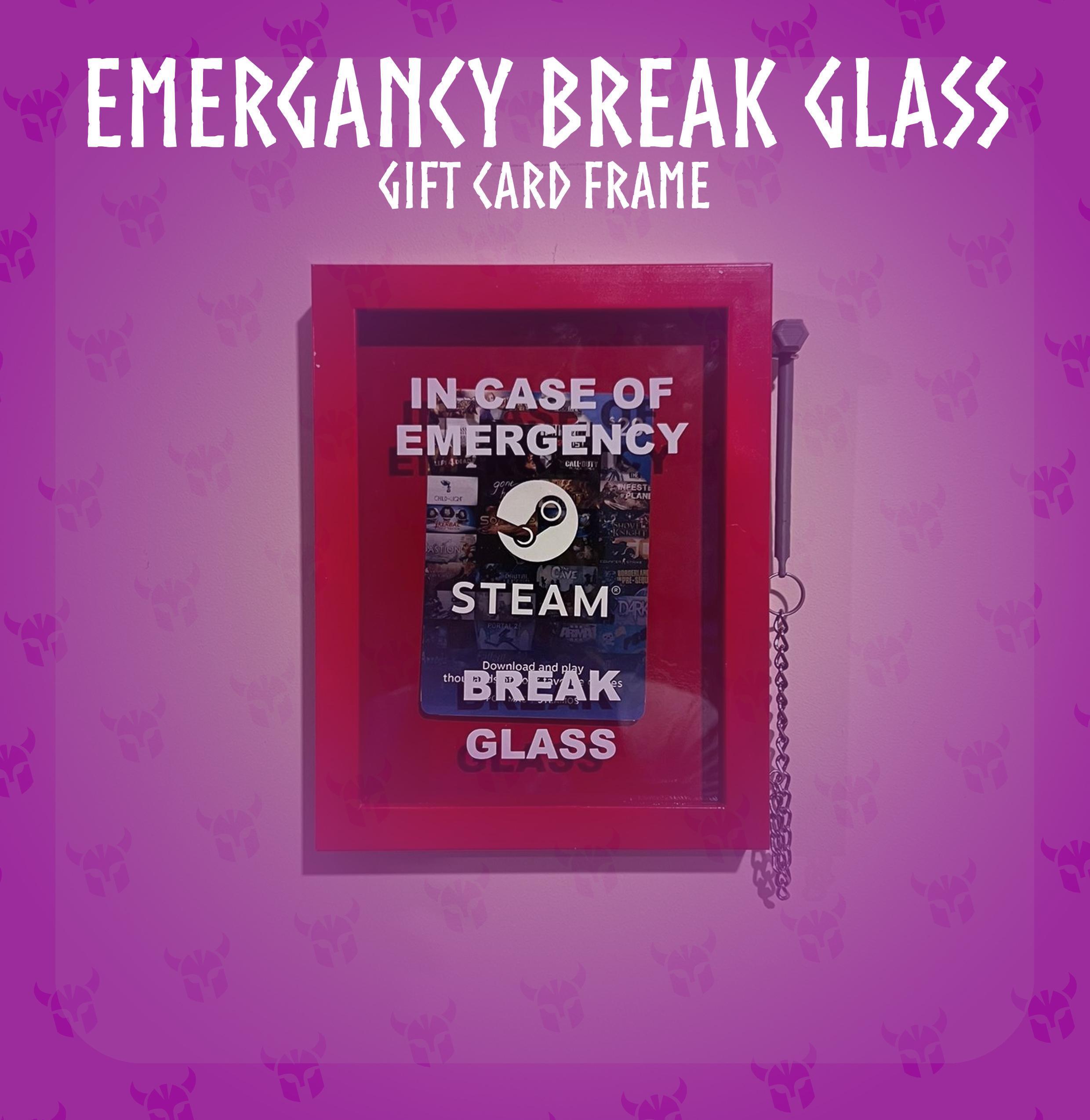 Emergency Break Glass Frame With FAKE Gaming Gift Card Perfect Gamer ...