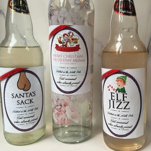Set of 4 Funny Christmas Bottle Stickers - Etsy