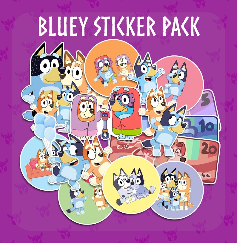 Bluey Sticker Pack Multiple Fun and Colourful Designs - Etsy