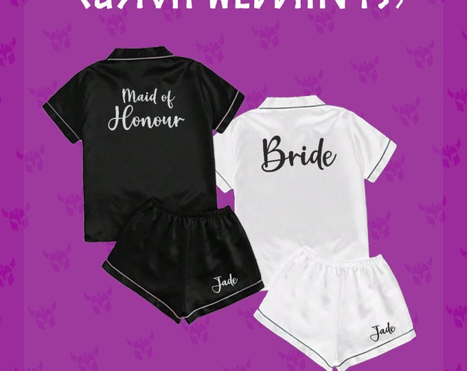 Personalised Pyjamas, Wedding Pyjamas, Bridal Shower Pyjamas, Bride ...