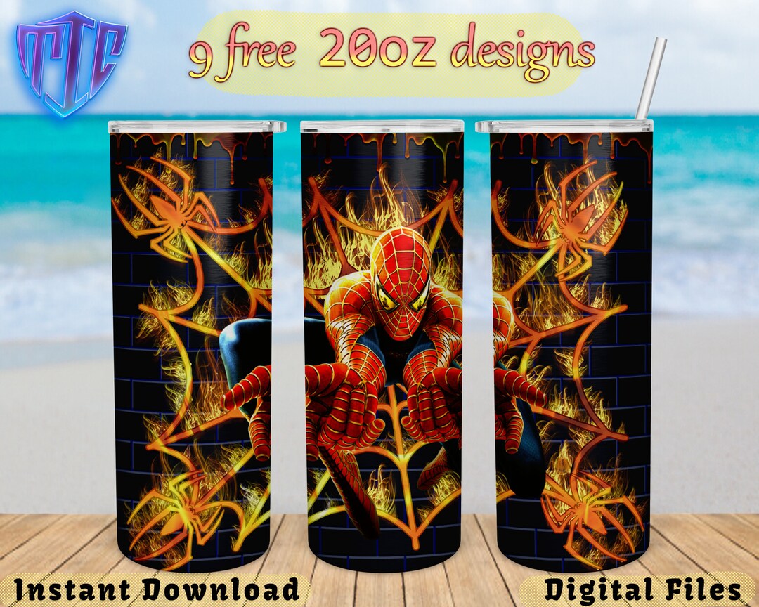 Spiderman Skinny 20oz Tumbler Design, Kids Sublimation Png, Straight ...