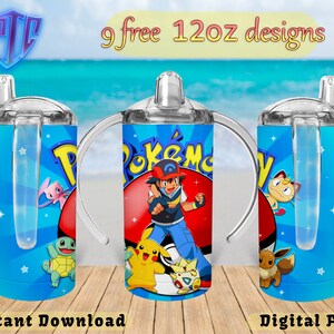 Pokemon Sippy 12oz Tumbler Design, Doggy Sublimation Design, Kids Cup ...