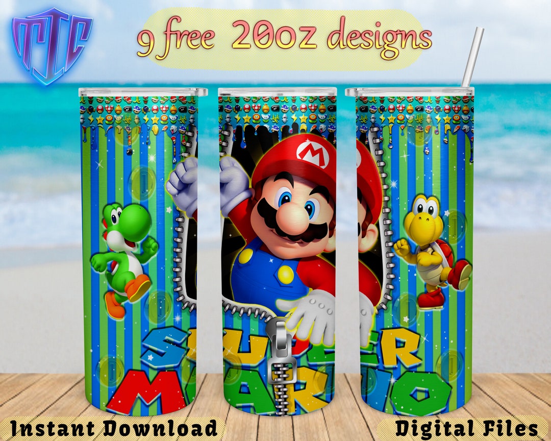 Super Mario Bross Tumbler, 20oz Design, Kids Sublimation Png, Straight ...