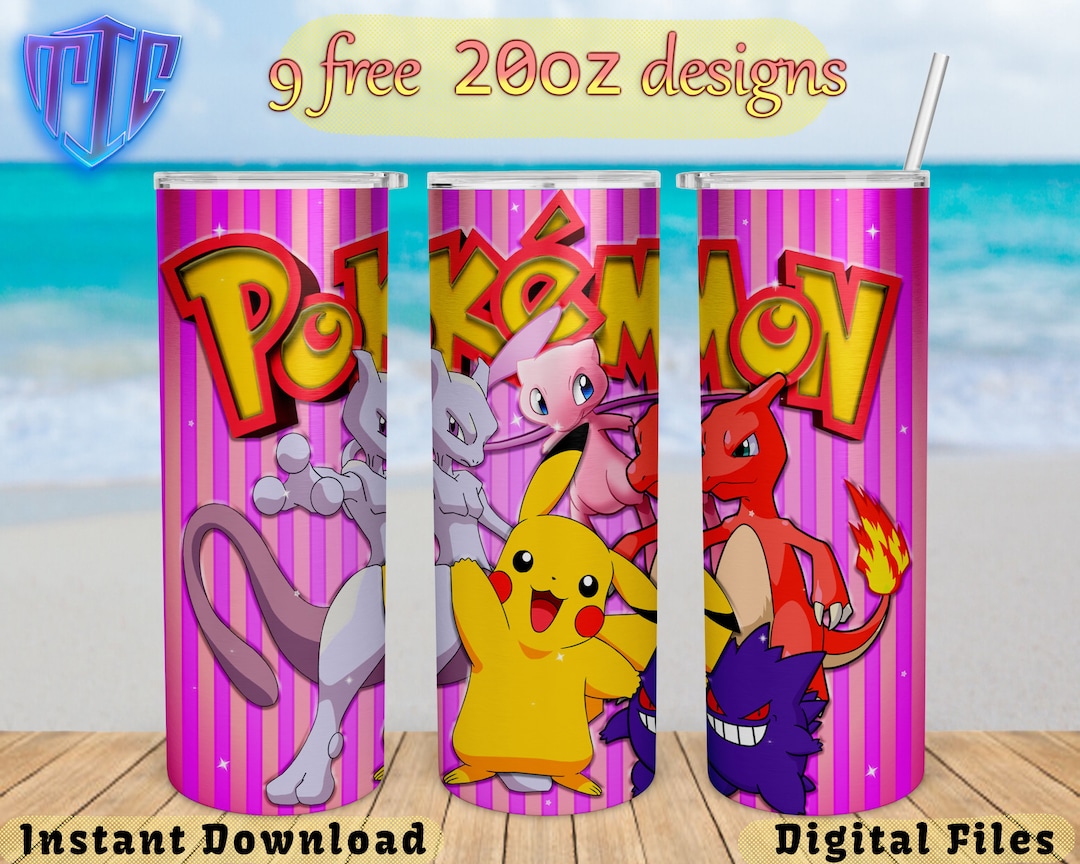 Pokemon 20oz Tumbler Design, Kids Sublimation Png, Straight and Tapered ...