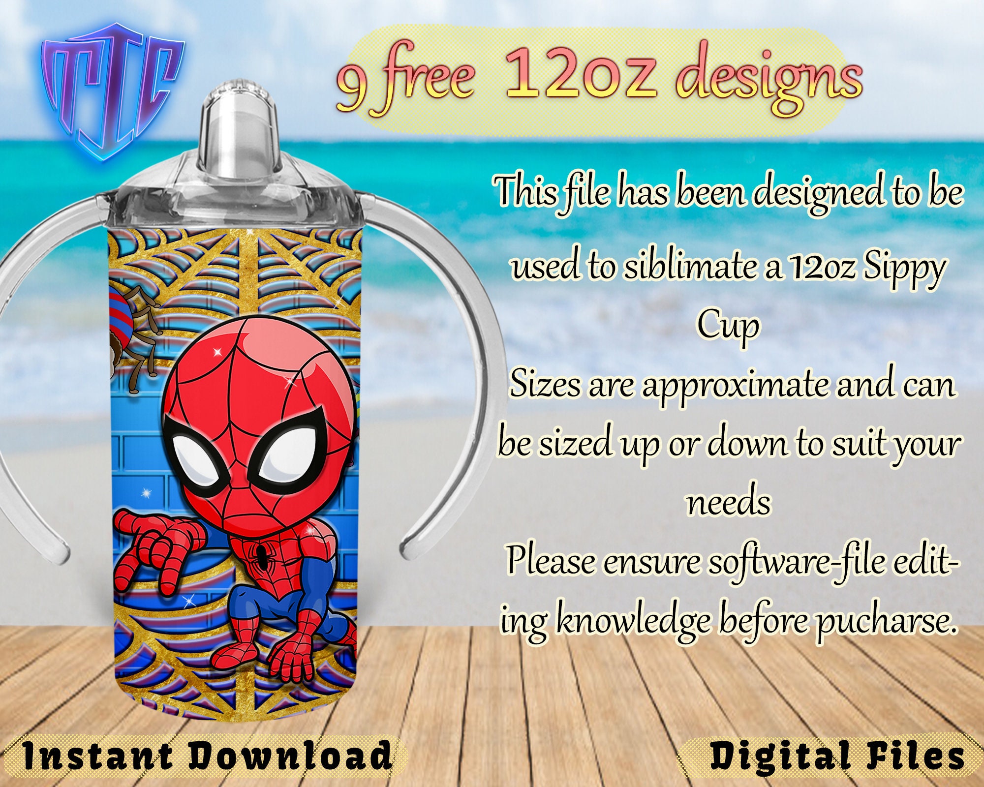 Spiderman Sippy 12oz Tumbler Design, Sublimation Design, Kids Cup ...