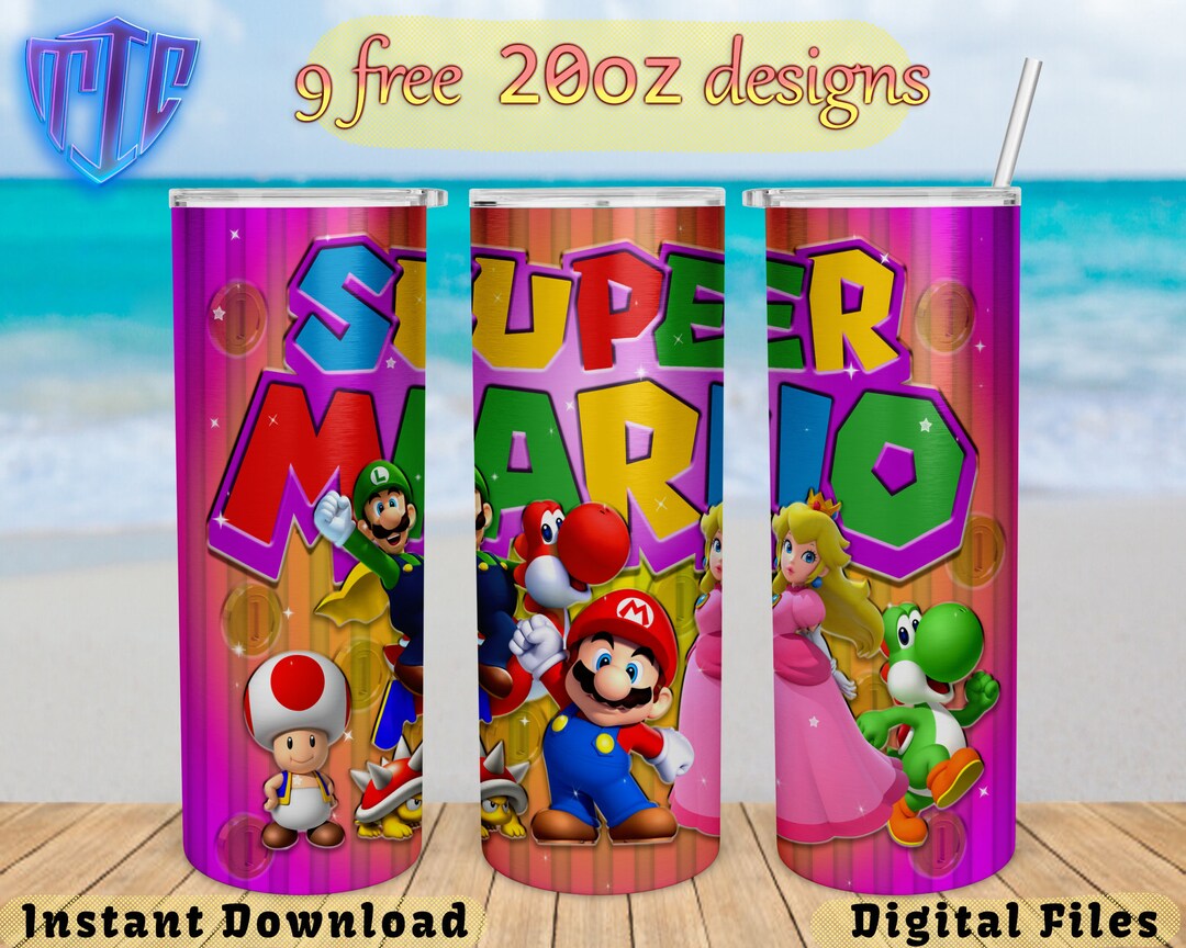 Super Mario Bross Tumbler, 20oz Design, Kids Sublimation Png, Straight ...