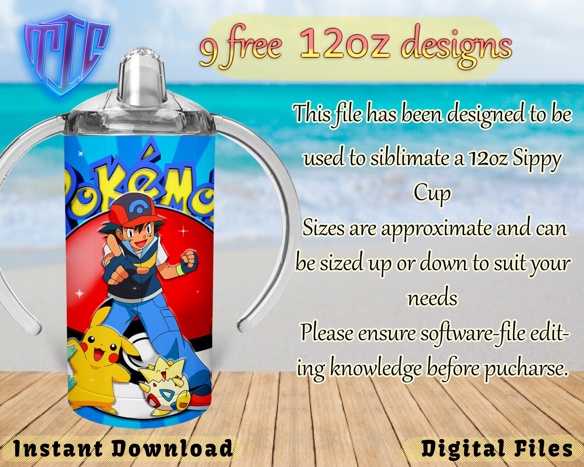 Pokemon Sippy 12oz Tumbler Design, Doggy Sublimation Design, Kids Cup ...