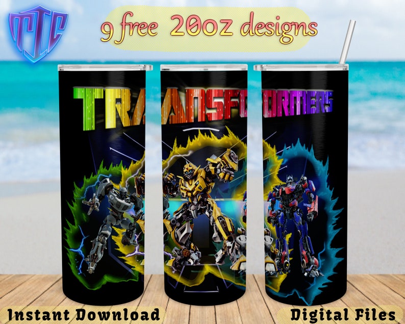 Transformers Tumbler, 20oz Design, Kids Sublimation Png, Straight and ...