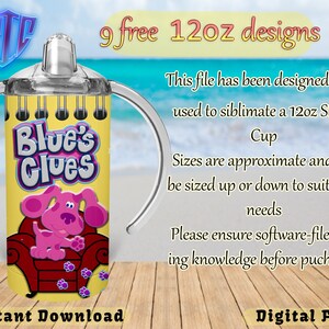 Blue's Clues Sippy 12oz Tumbler Design, Magenta Sublimation Design ...