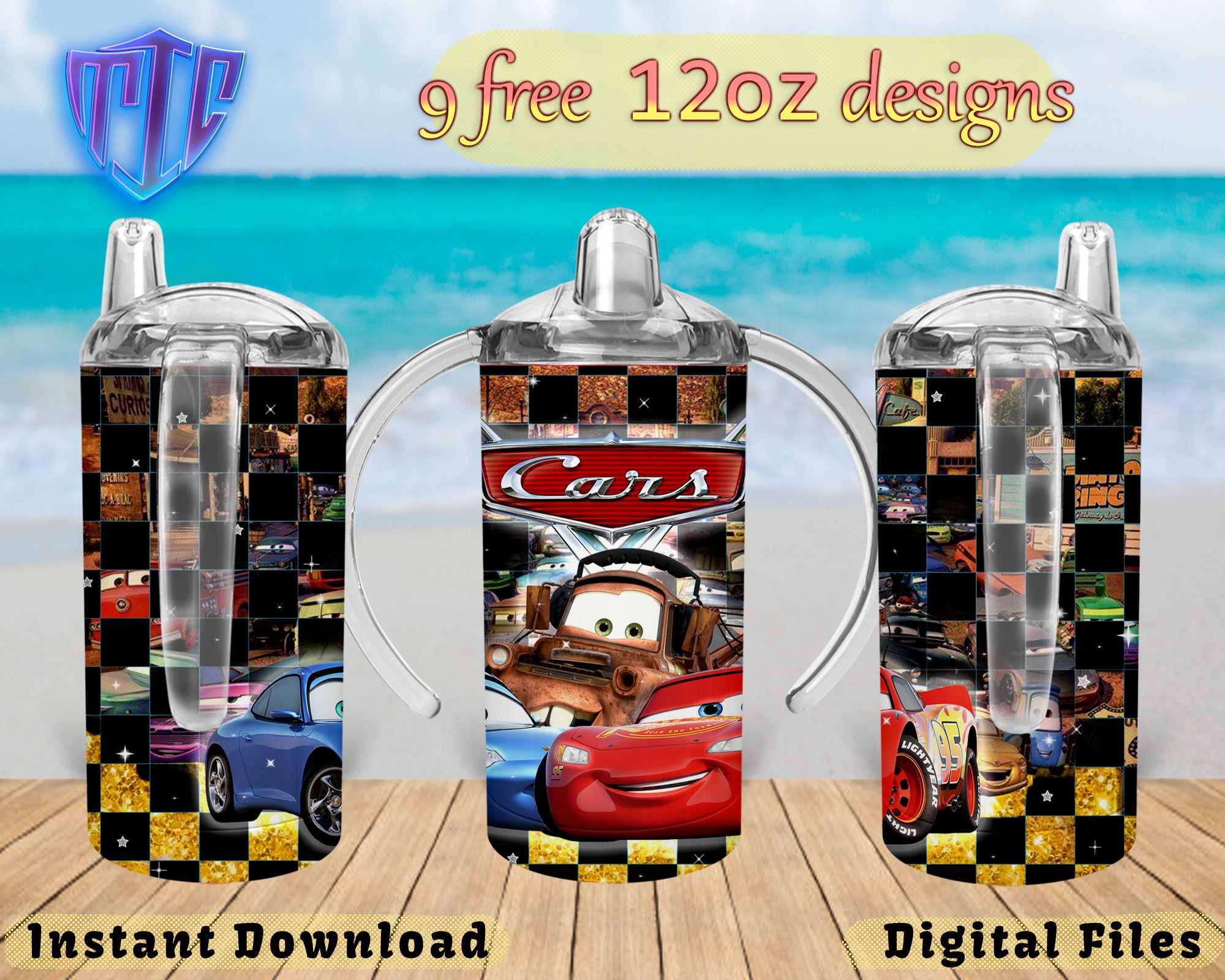 Cars Sippy 12oz Tumbler Design, Sublimation Design, Kids Cup Design ...