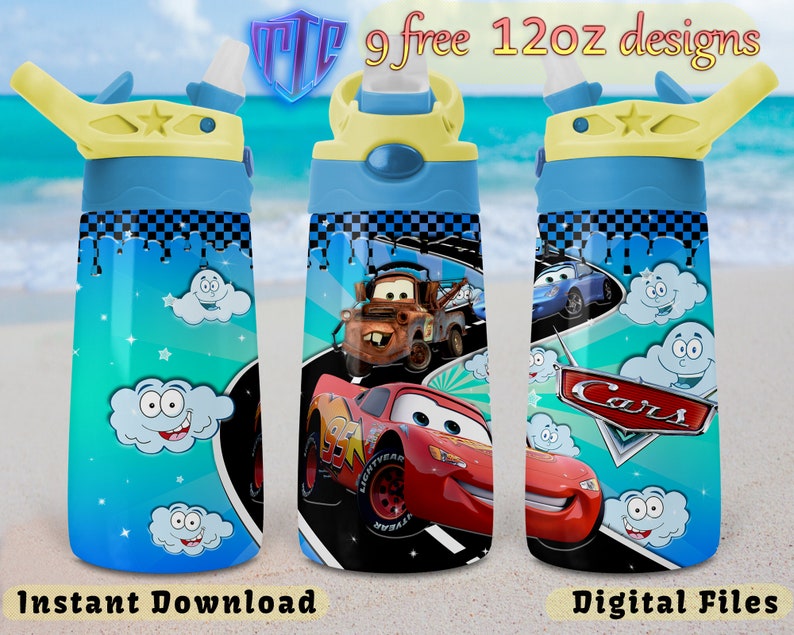 Cars Flip Top 12oz Tumbler Design, Sublimation Design, Kids Cup Design ...