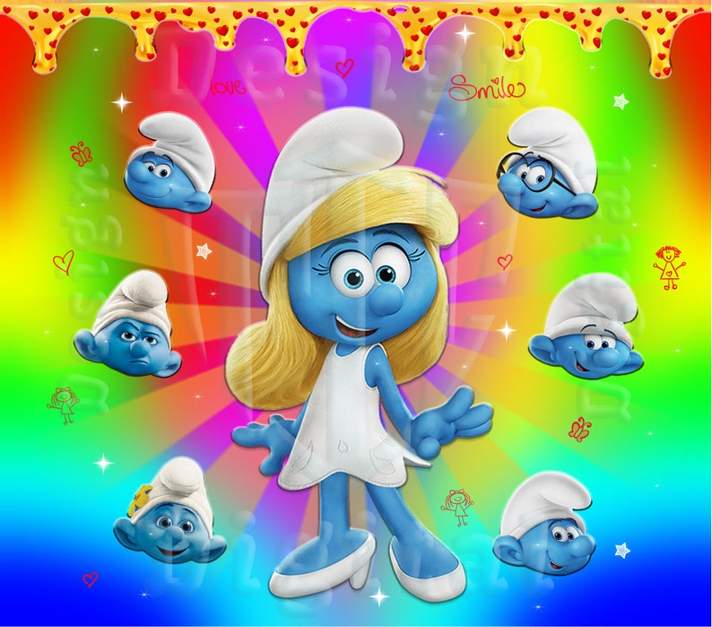 Smurfette 20oz Skinny Tumbler Design, Smurfs 20oz Wrap Design for Kids ...