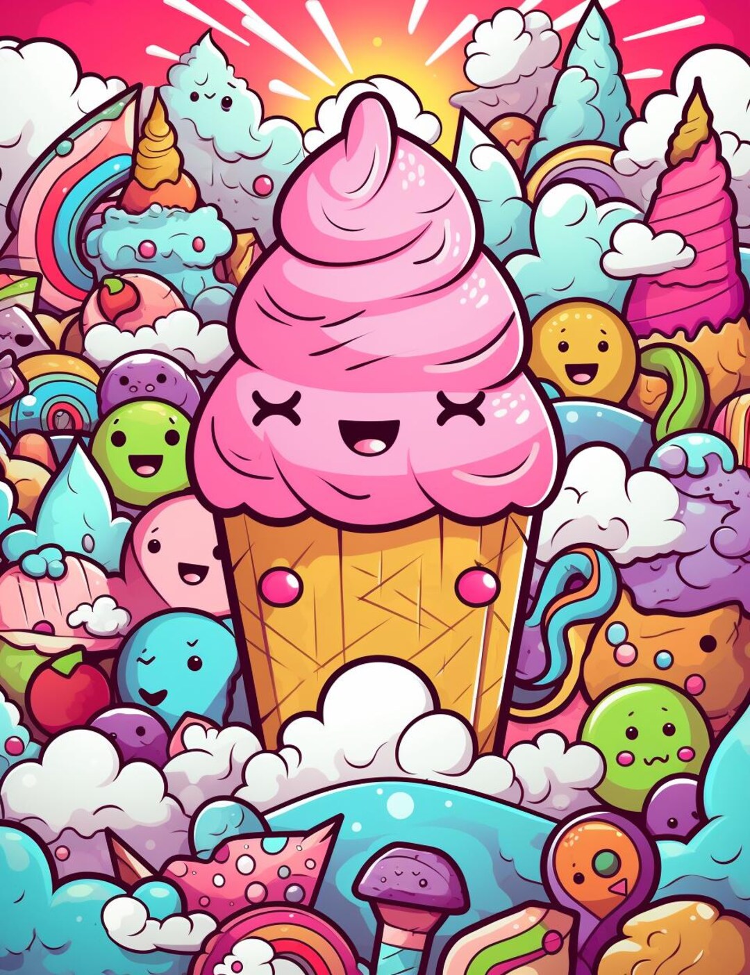 200 Cute Kawaii Coloring Pages - Etsy