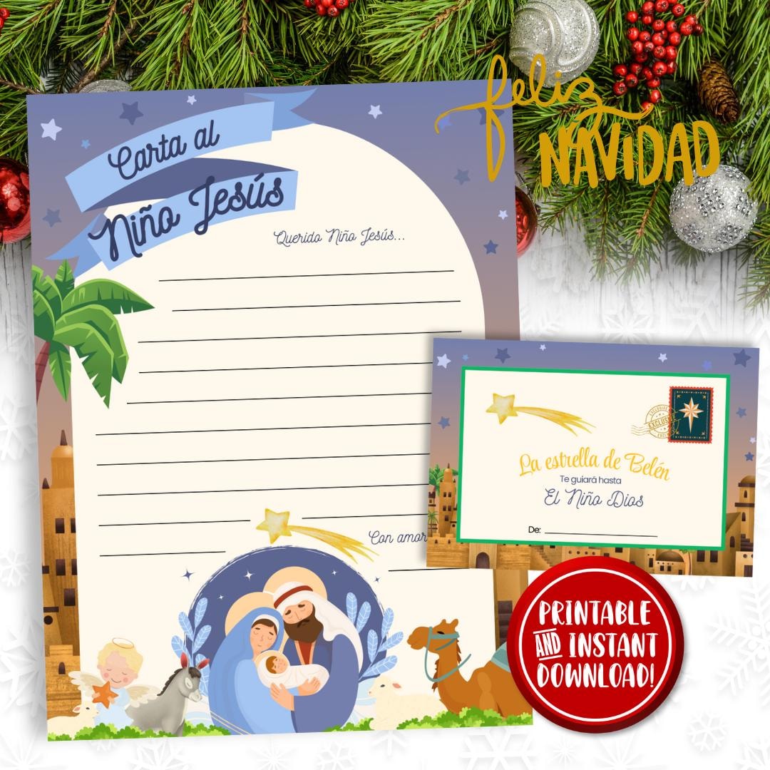 Carta Al Niño Jesus / Carta Al Niño Dios / Sobre / Descarga Instantánea ...